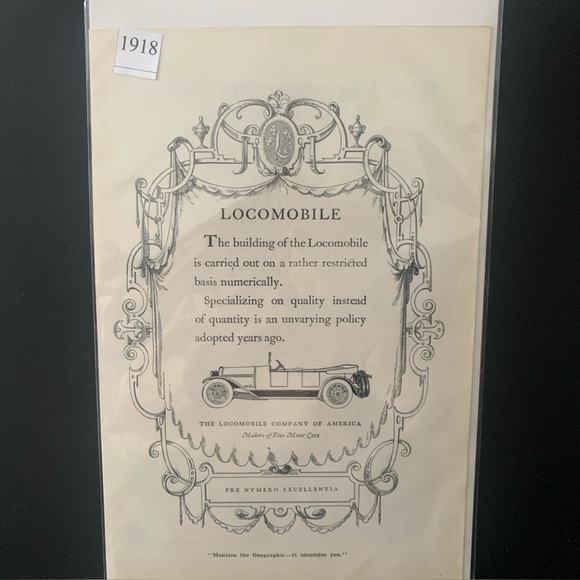 Accents | Vintage 1918 Locomobile Individually Treated And Watched Ad ...